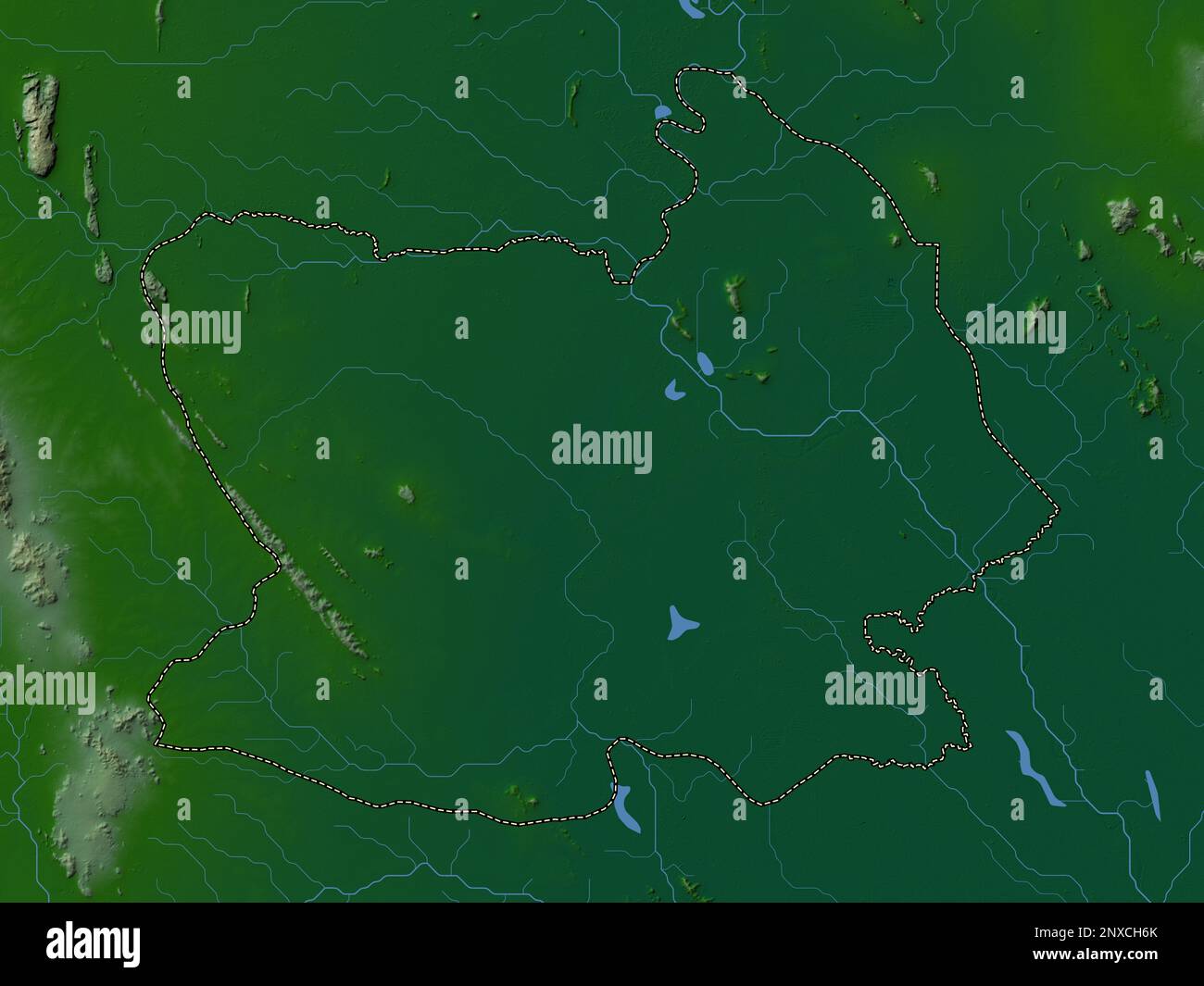 Chai Nat, province of Thailand. Colored elevation map with lakes and ...