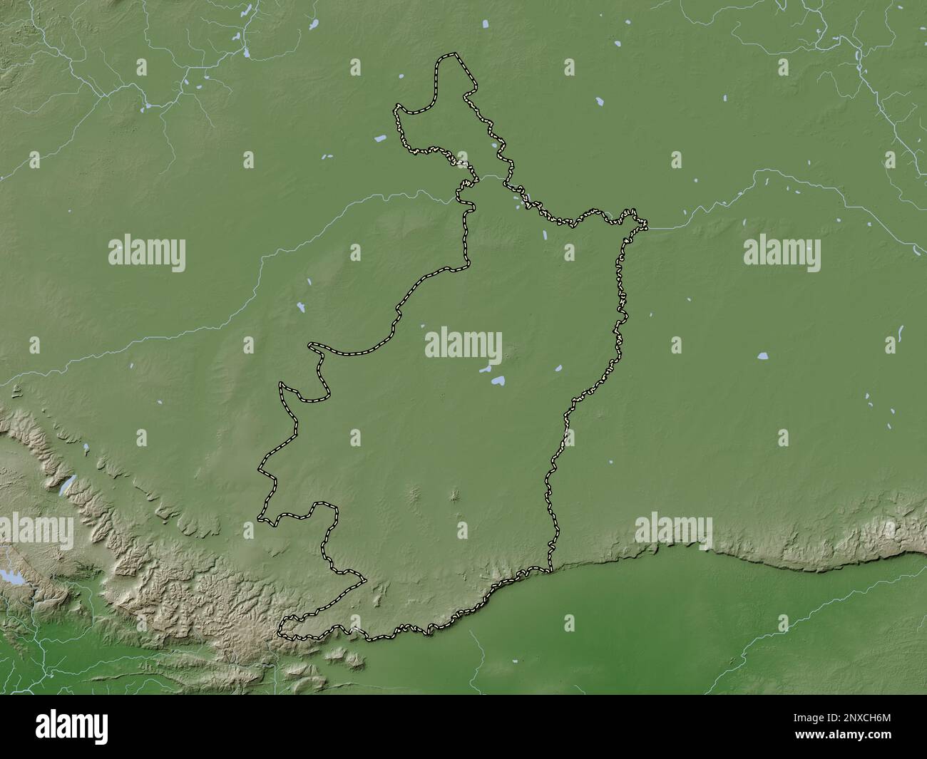 Buri Ram, province of Thailand. Elevation map colored in wiki style ...