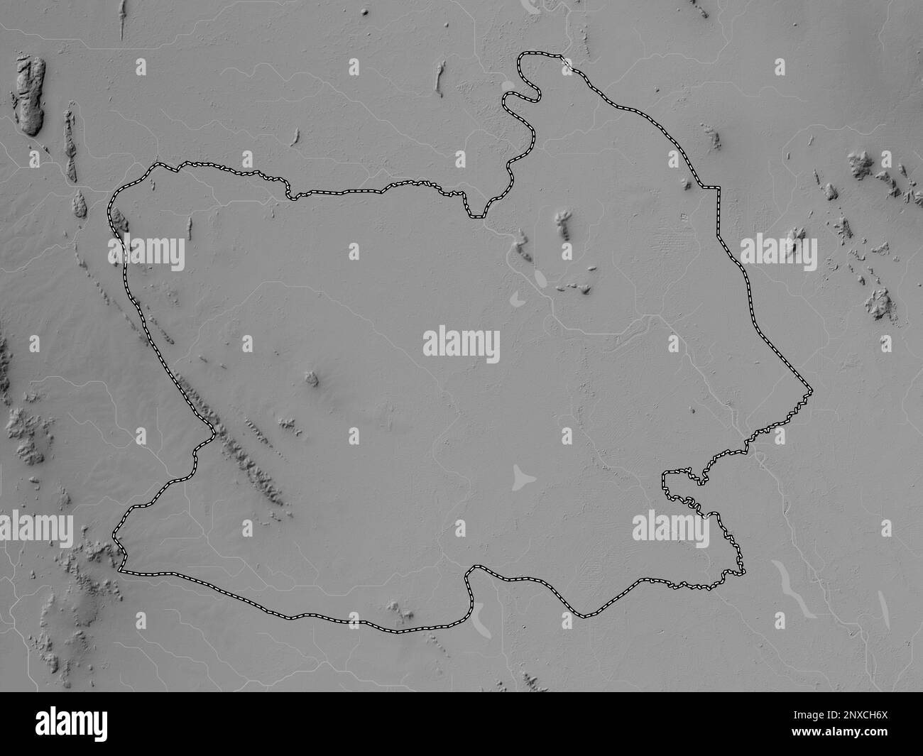 Chai Nat, province of Thailand. Grayscale elevation map with lakes and ...