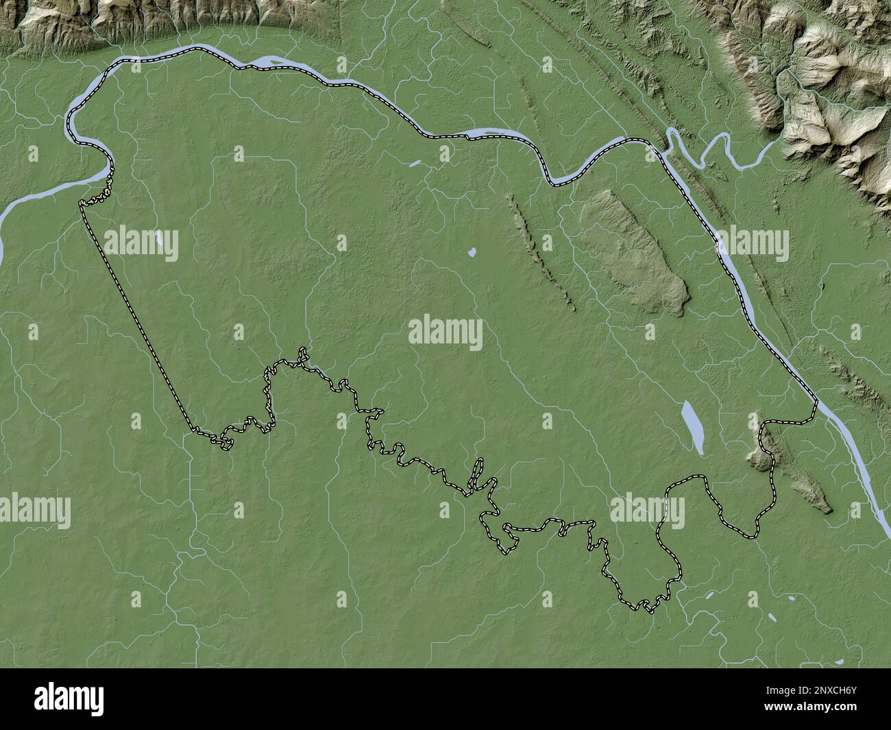 Bueng Kan, province of Thailand. Elevation map colored in wiki style ...