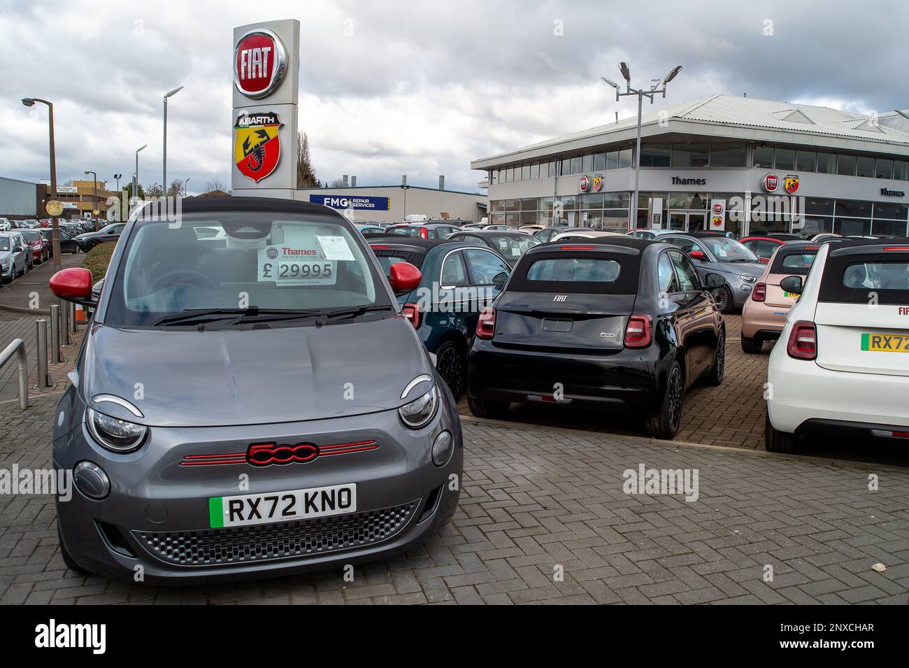 Slough, Berkshire, UK. 1st March, 2023. A Fiat car dealership in Slough ...