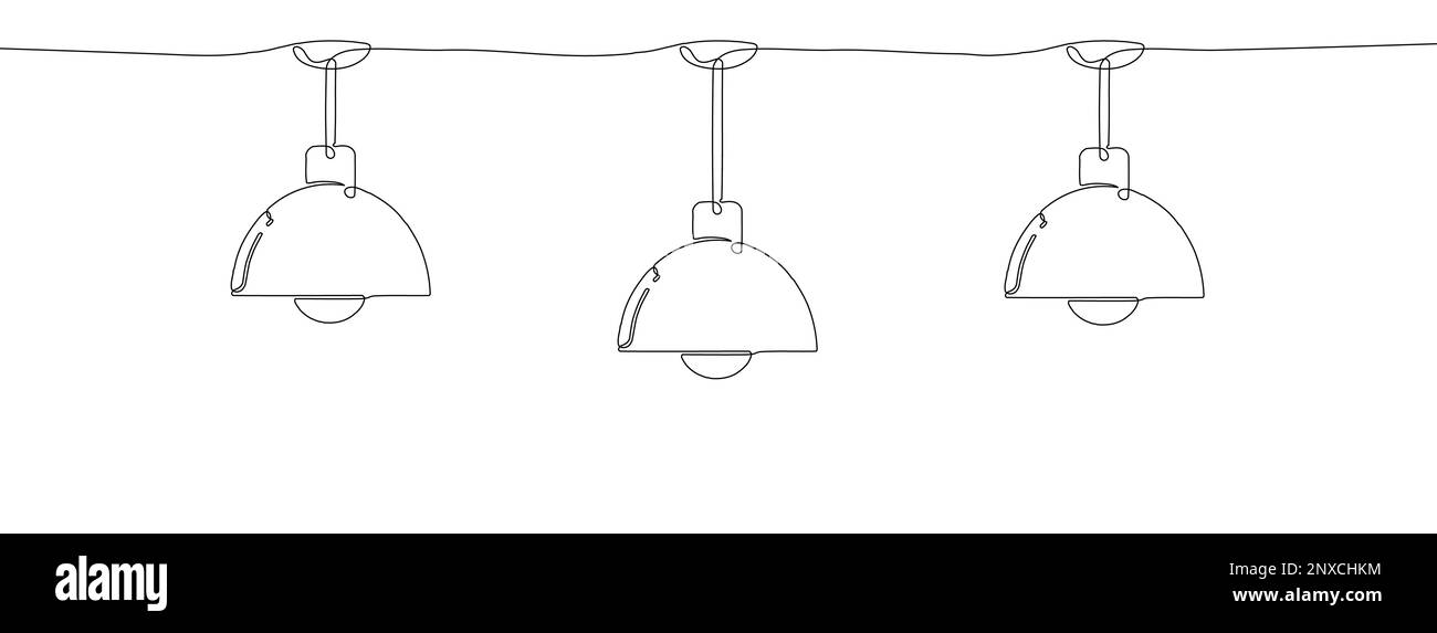 Continuous one line drawing of chandelier. One line drawing of hanging ...