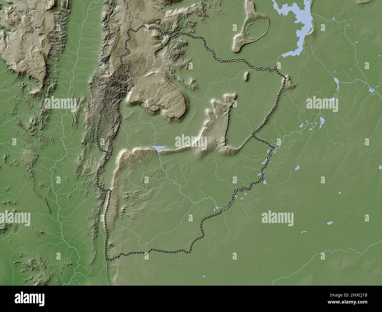 Chaiyaphum, province of Thailand. Elevation map colored in wiki style ...
