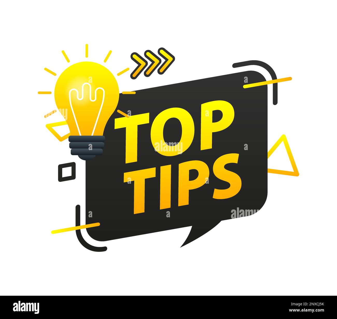 Top tips label with light bulb. Helpful tricks, tooltip Stock Vector ...