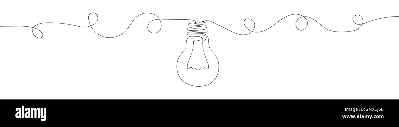 Linear background of light bulb. One continuous line drawing of a light ...