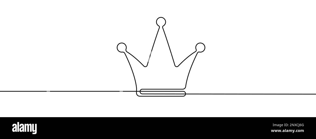 Crown linear background. One continuous line drawing of crown. Vector ...