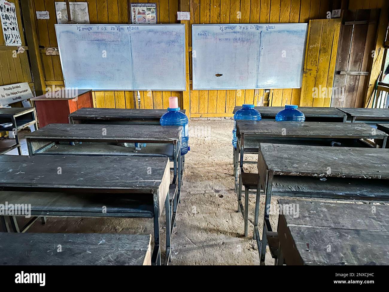 A classroom at a poor local school in a village in rural Siem Reap ...