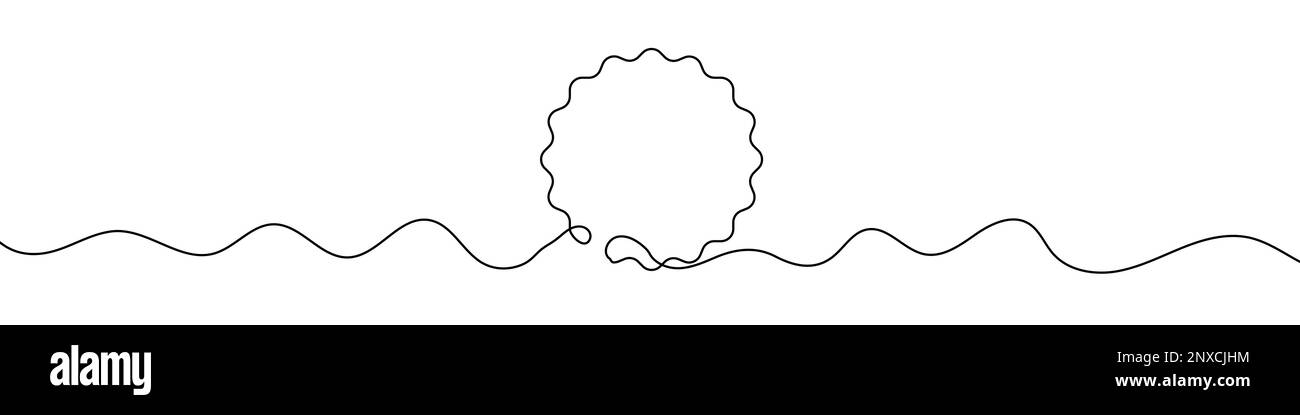 Continuous line drawing of round frame. One line icon of frame. One ...