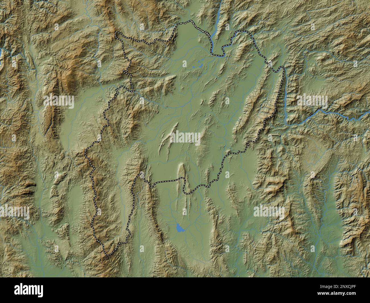 Chiang Rai, province of Thailand. Colored elevation map with lakes and ...