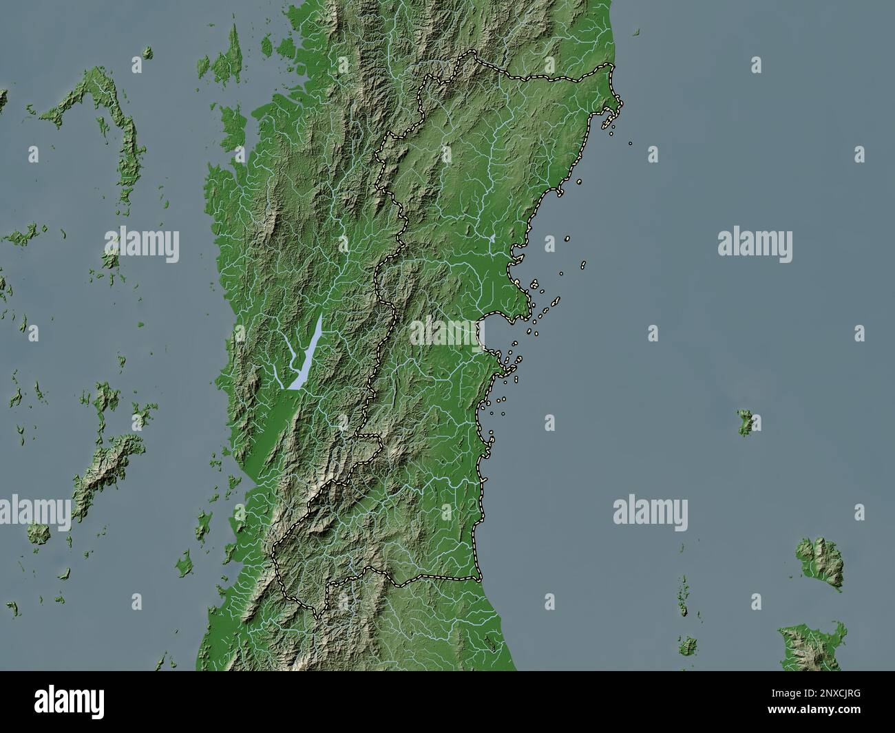 Chumphon, province of Thailand. Elevation map colored in wiki style ...