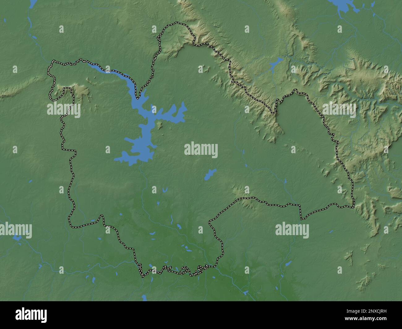 Kalasin, province of Thailand. Colored elevation map with lakes and ...