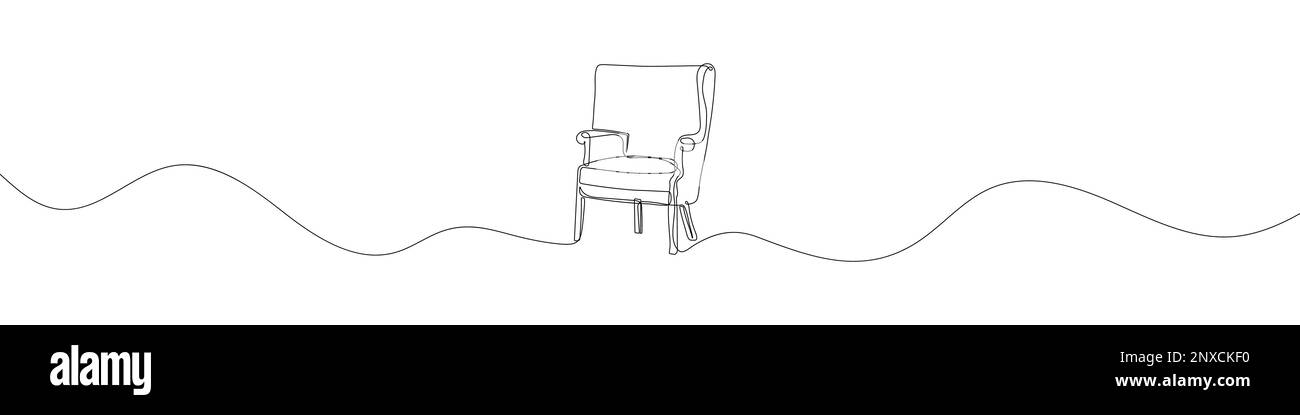 Continuous linear drawing of chair. Single line drawing of chair ...