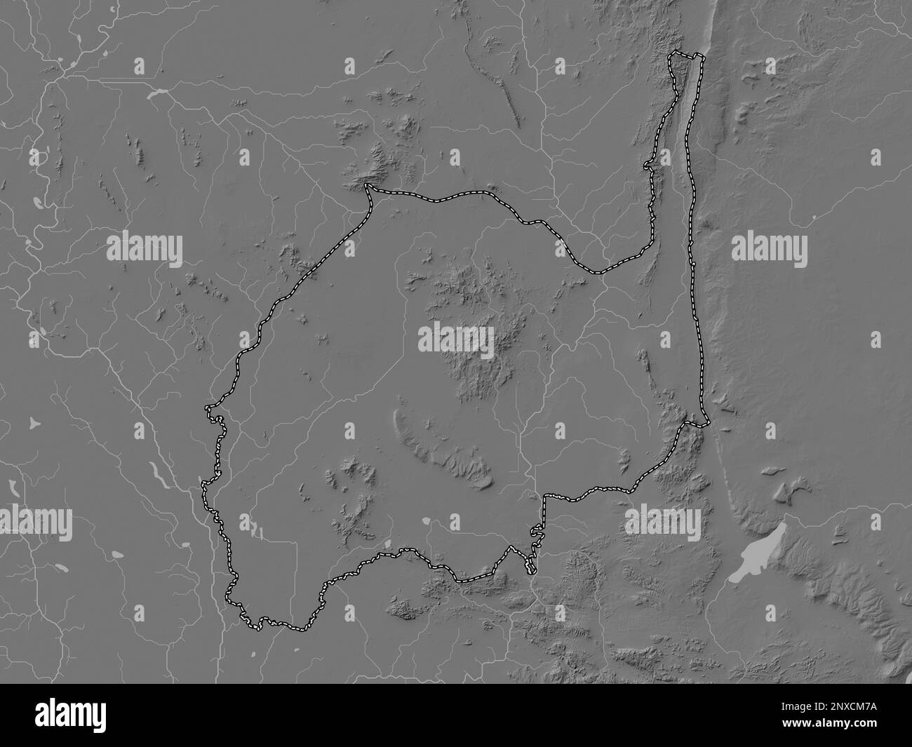 Lop Buri, province of Thailand. Bilevel elevation map with lakes and ...