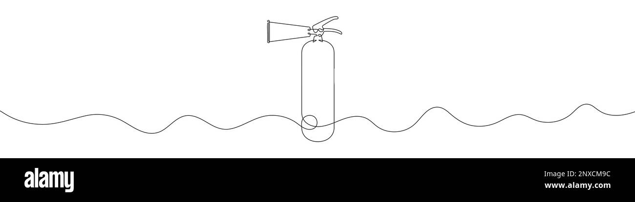 Continuous linear drawing of a fire extinguisher. Single line drawing ...