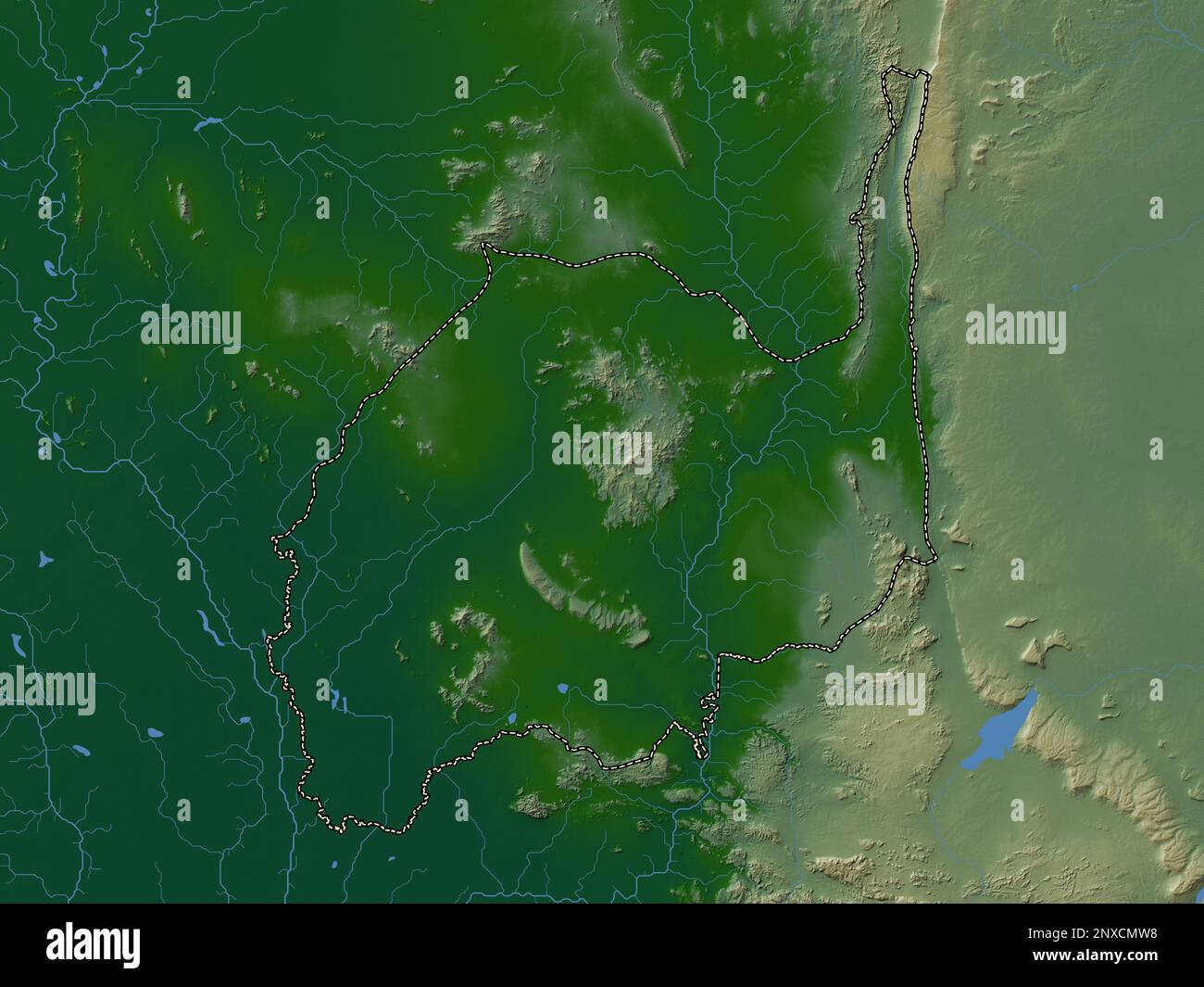 Lop Buri, province of Thailand. Colored elevation map with lakes and ...