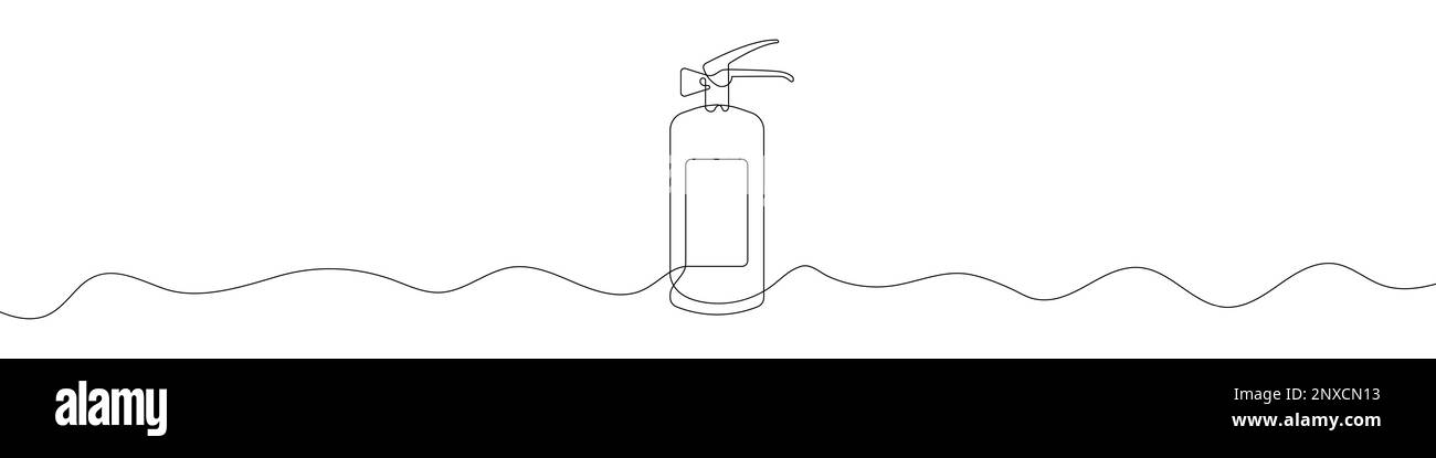 Continuous linear drawing of a fire extinguisher. Single line drawing ...