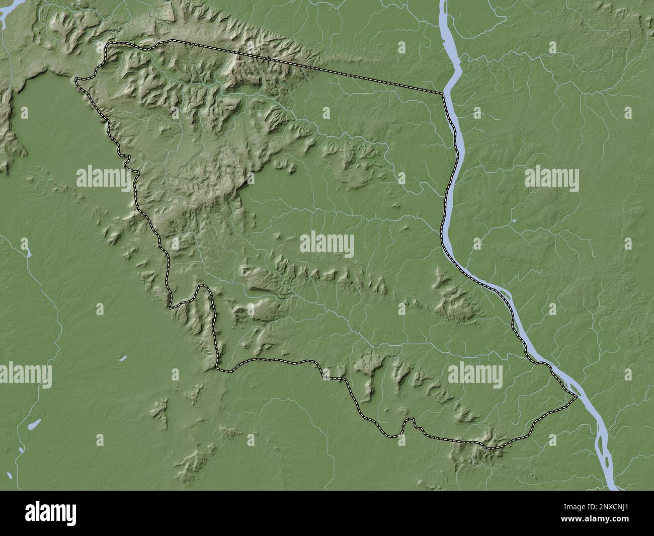 Mukdahan, province of Thailand. Elevation map colored in wiki style ...