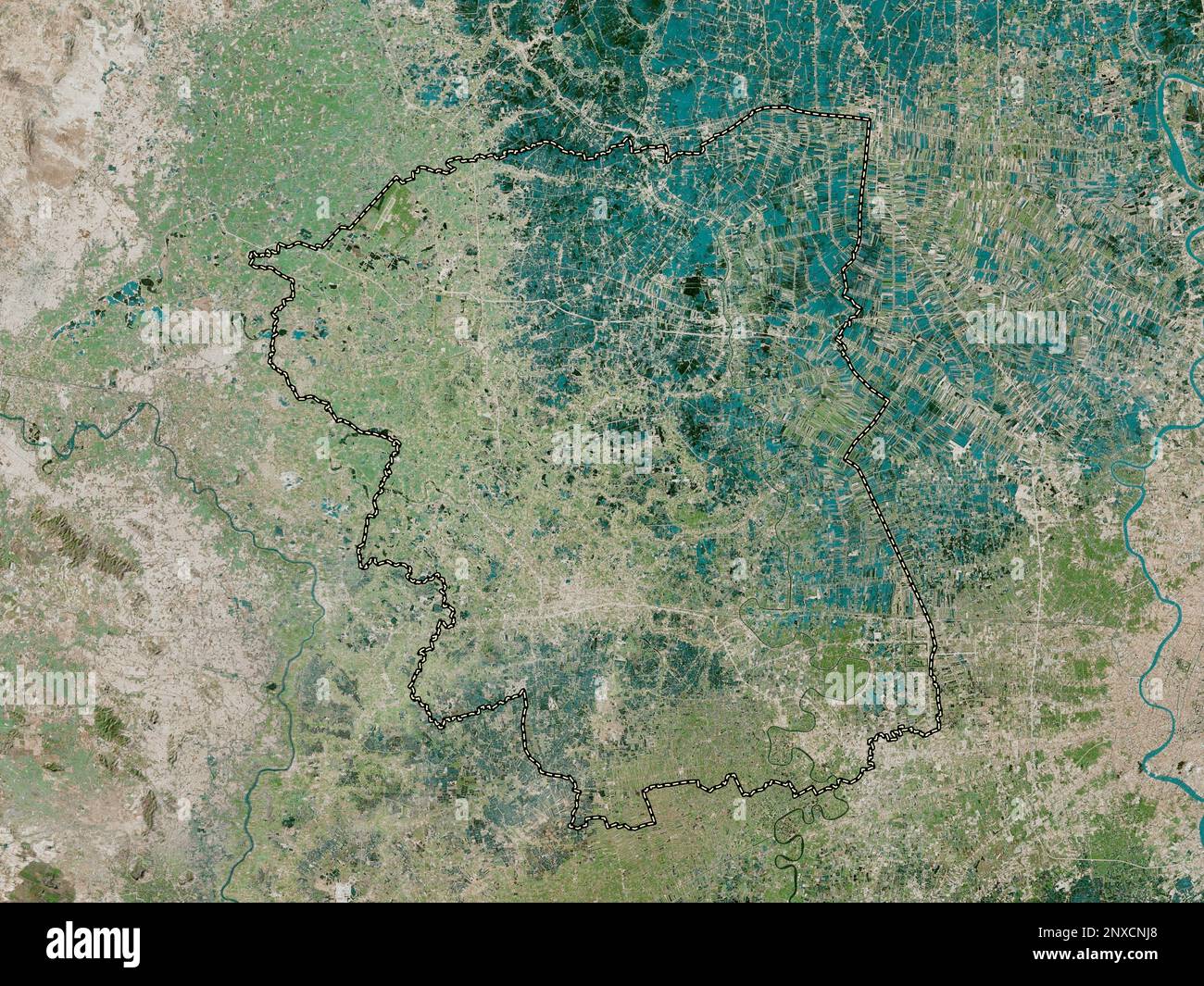 Nakhon Pathom, province of Thailand. High resolution satellite map ...