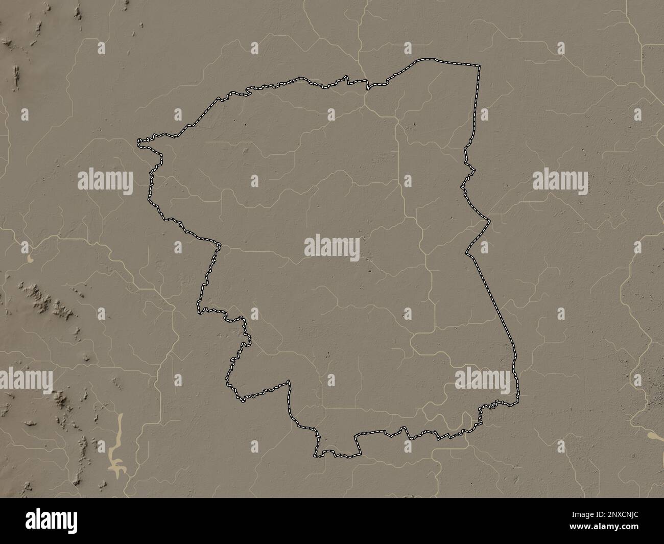 Nakhon Pathom, province of Thailand. Elevation map colored in sepia ...