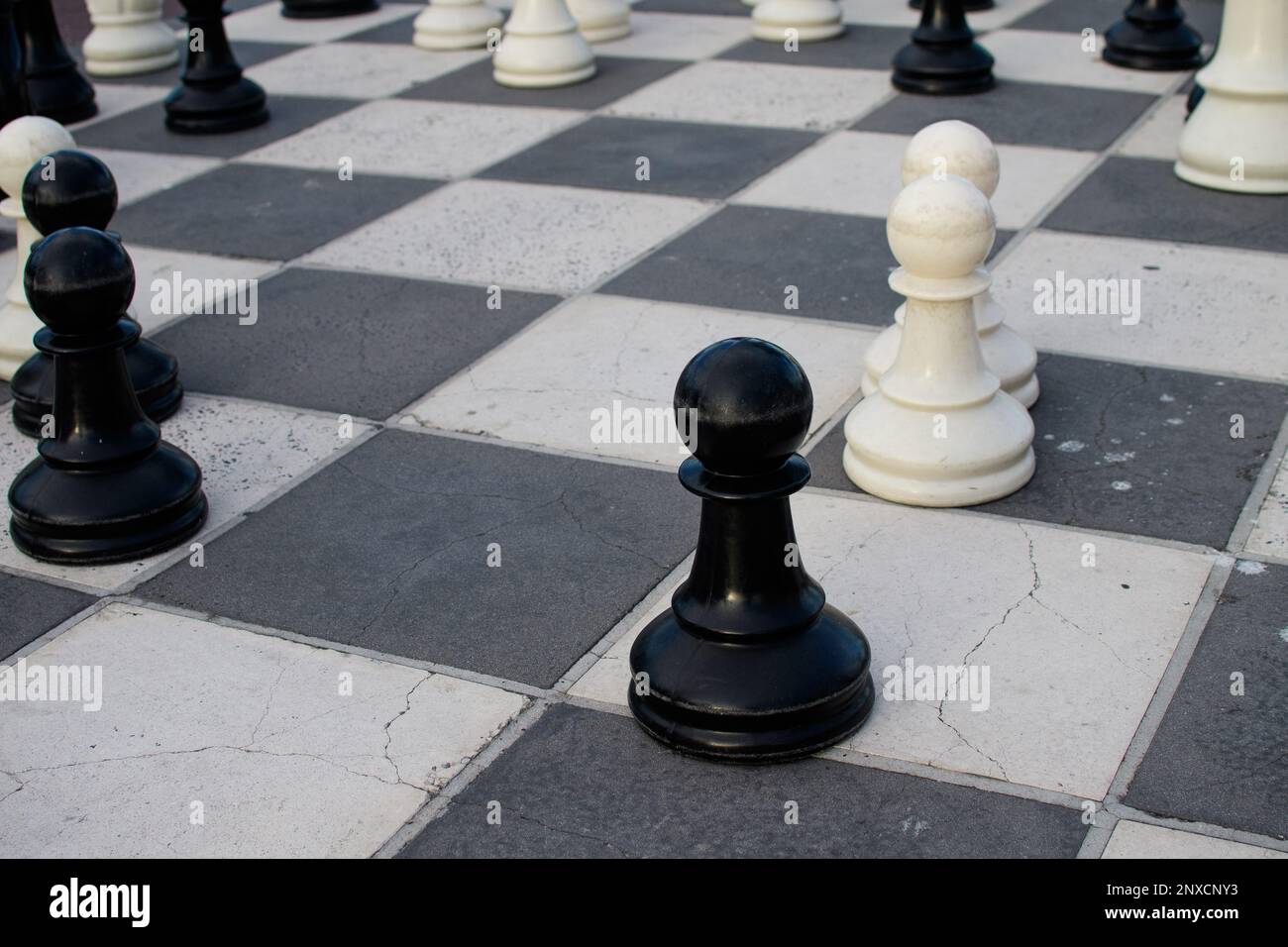 Life size outdoor chess board Stock Photo - Alamy