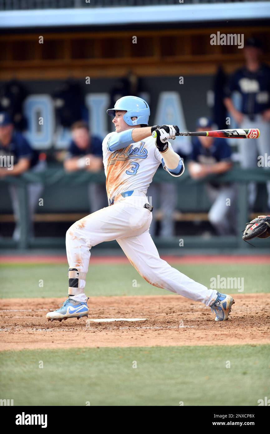 North Carolina Tar Heels third baseman Kyle Datres (3) swings at a pitch during a game against ...