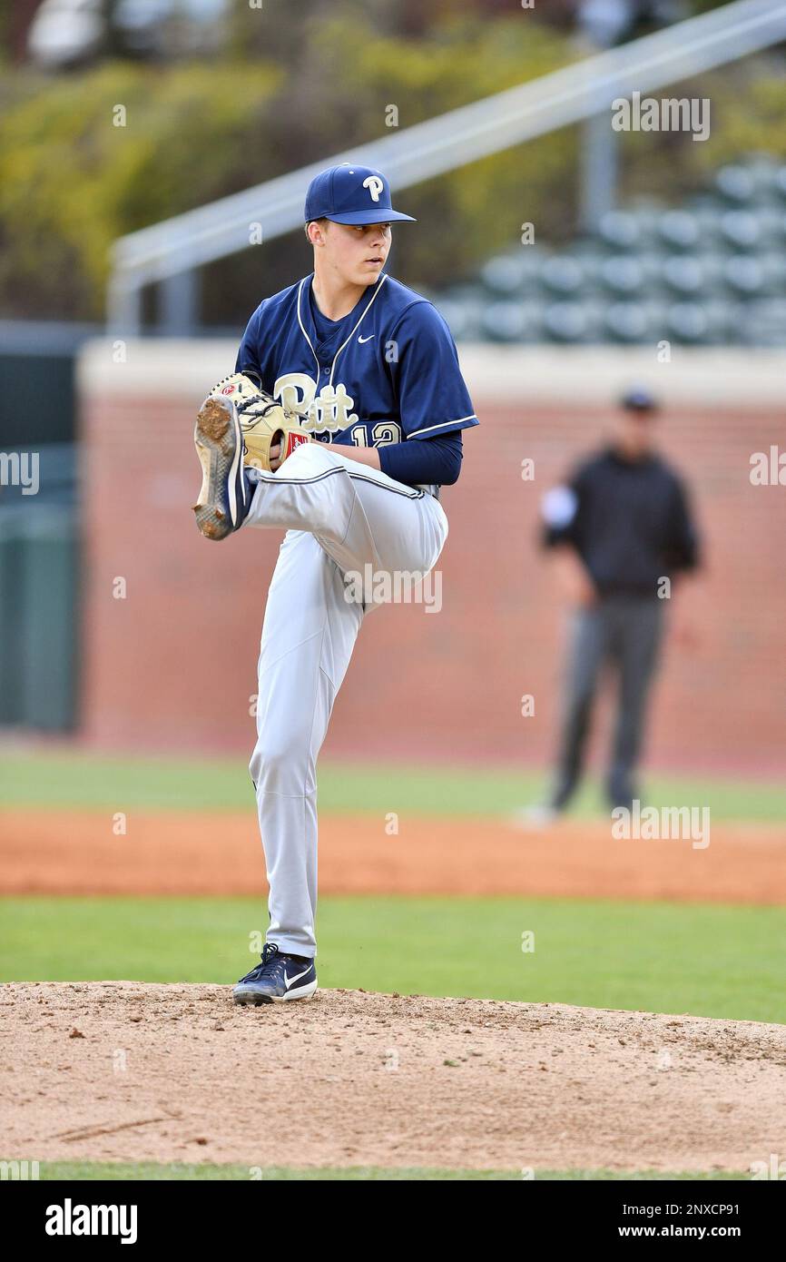 Pittsburgh Panthers pitcher Chase Smith (12) delivers a pitch during a ...