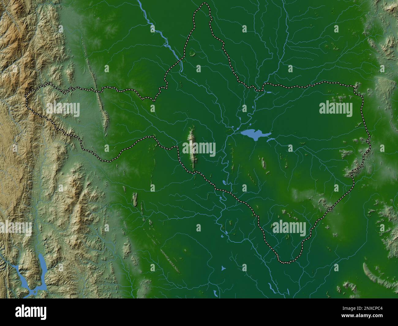Nakhon Sawan, province of Thailand. Colored elevation map with lakes ...