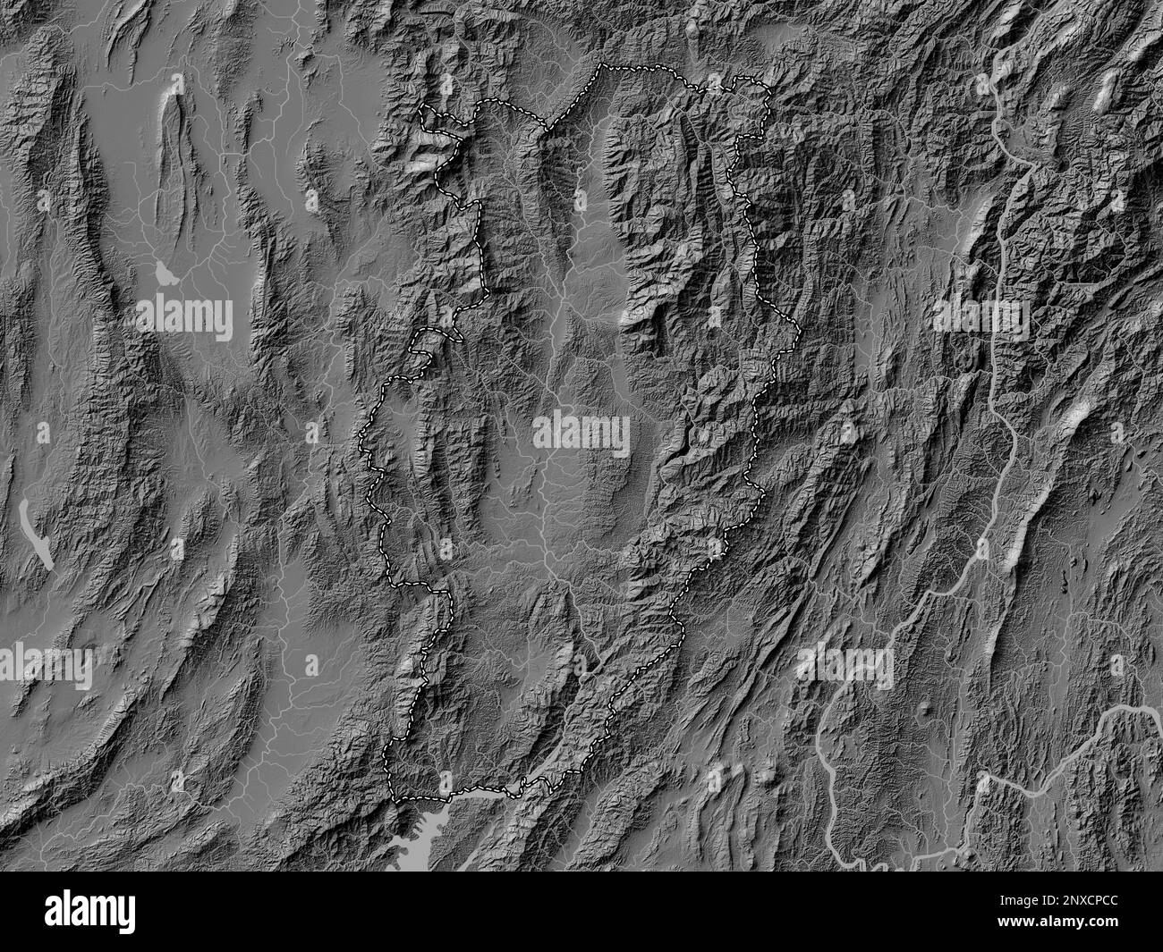 Nan, province of Thailand. Bilevel elevation map with lakes and rivers ...