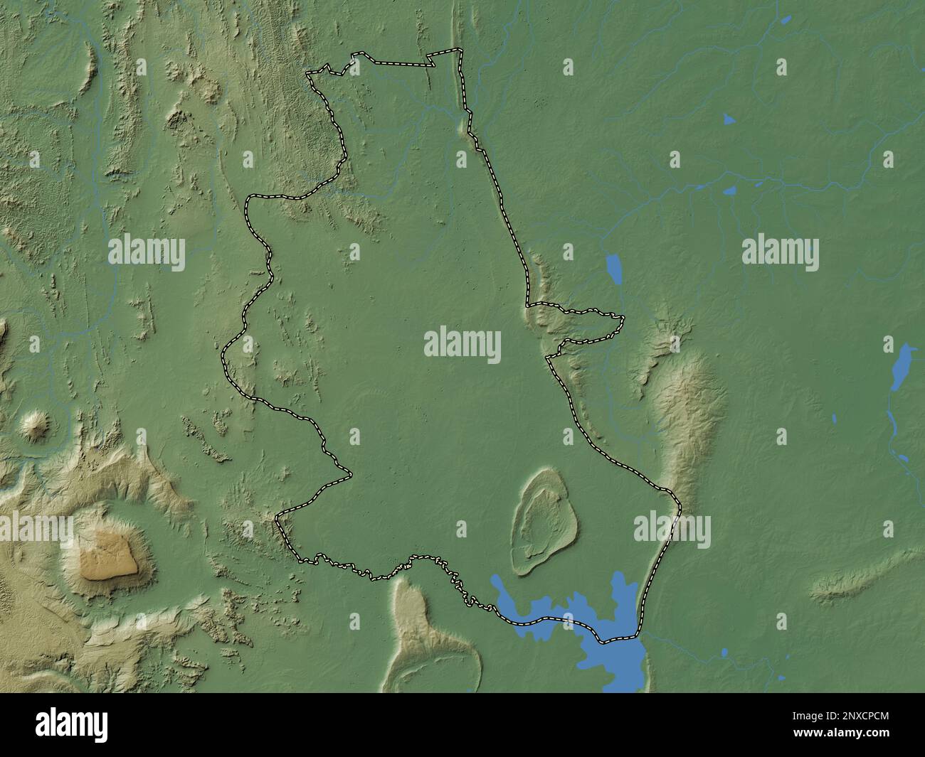 Nong Bua Lam Phu, province of Thailand. Colored elevation map with ...