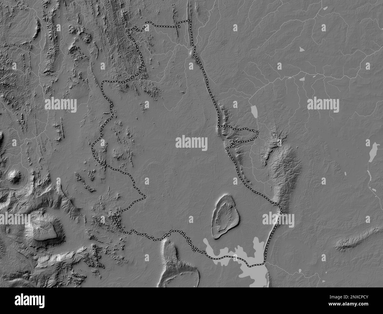 Nong Bua Lam Phu, province of Thailand. Bilevel elevation map with ...