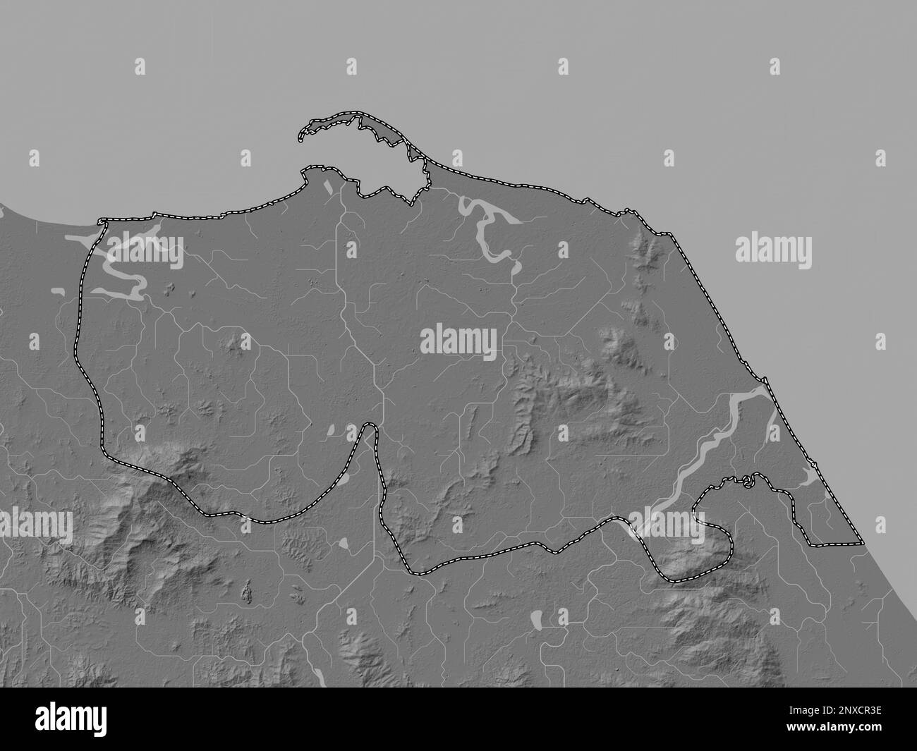 Pattani, province of Thailand. Bilevel elevation map with lakes and ...