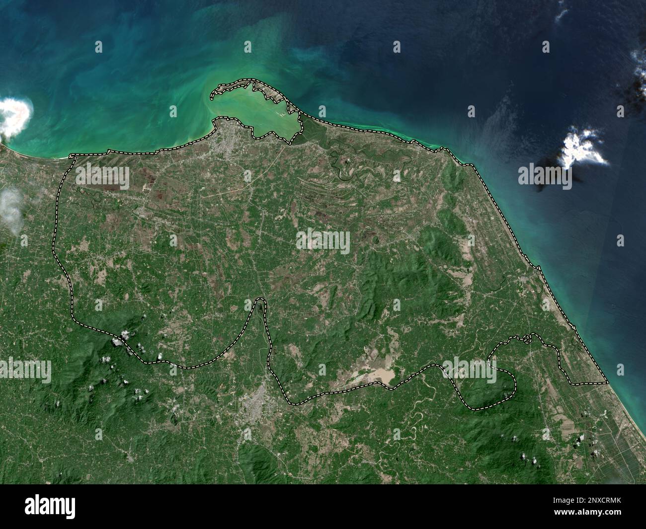 Pattani, province of Thailand. Low resolution satellite map Stock Photo ...