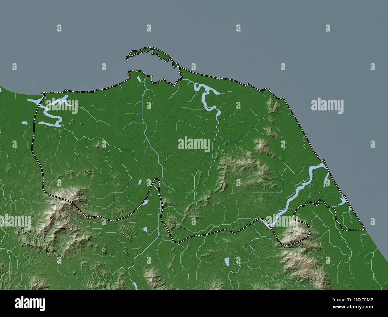 Pattani, province of Thailand. Elevation map colored in wiki style with ...