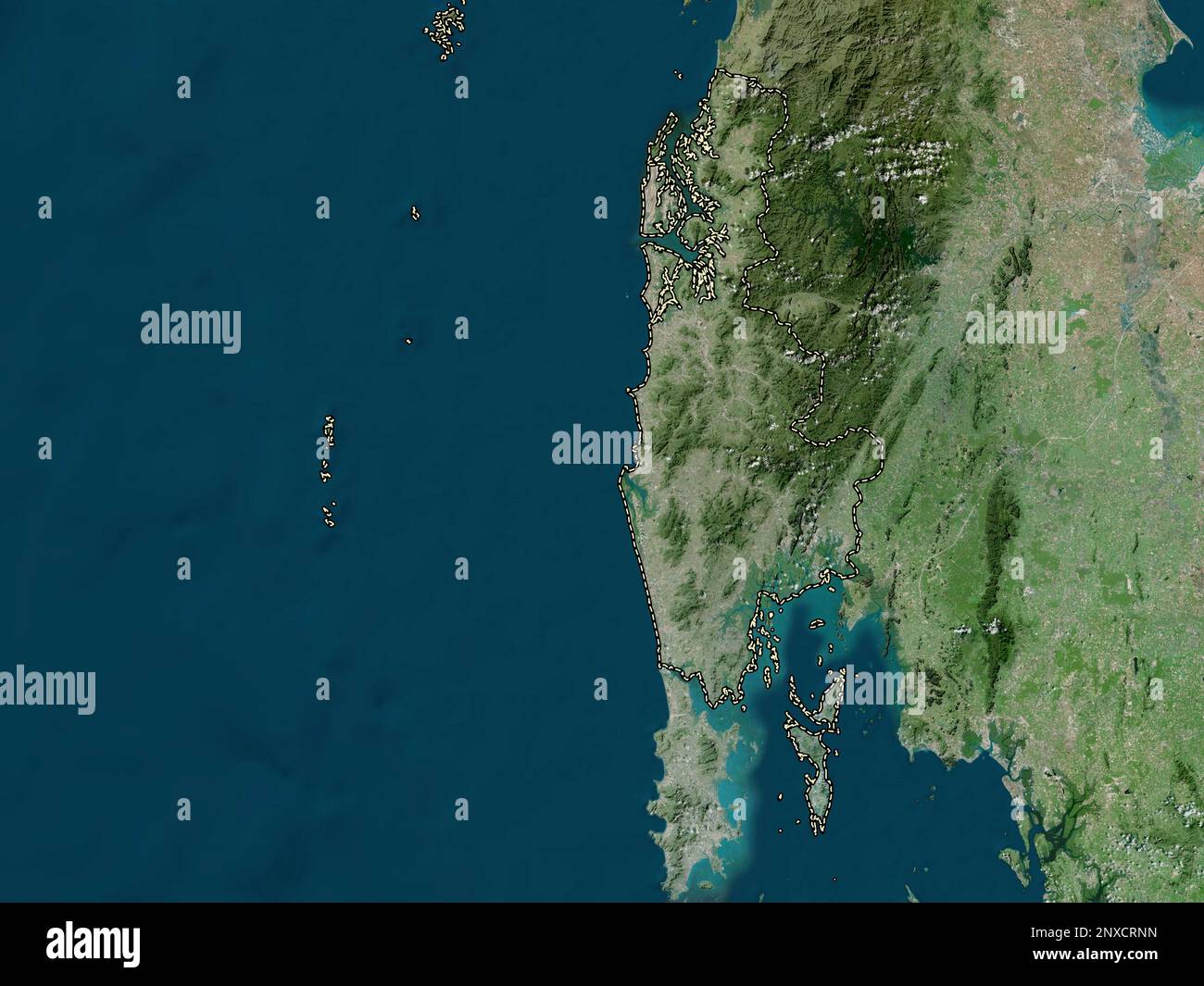 Phang Nga, province of Thailand. High resolution satellite map Stock ...