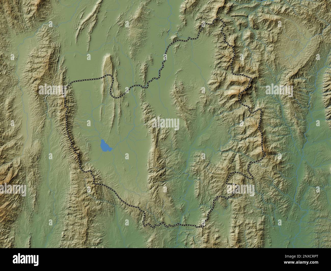Phayao, province of Thailand. Colored elevation map with lakes and ...