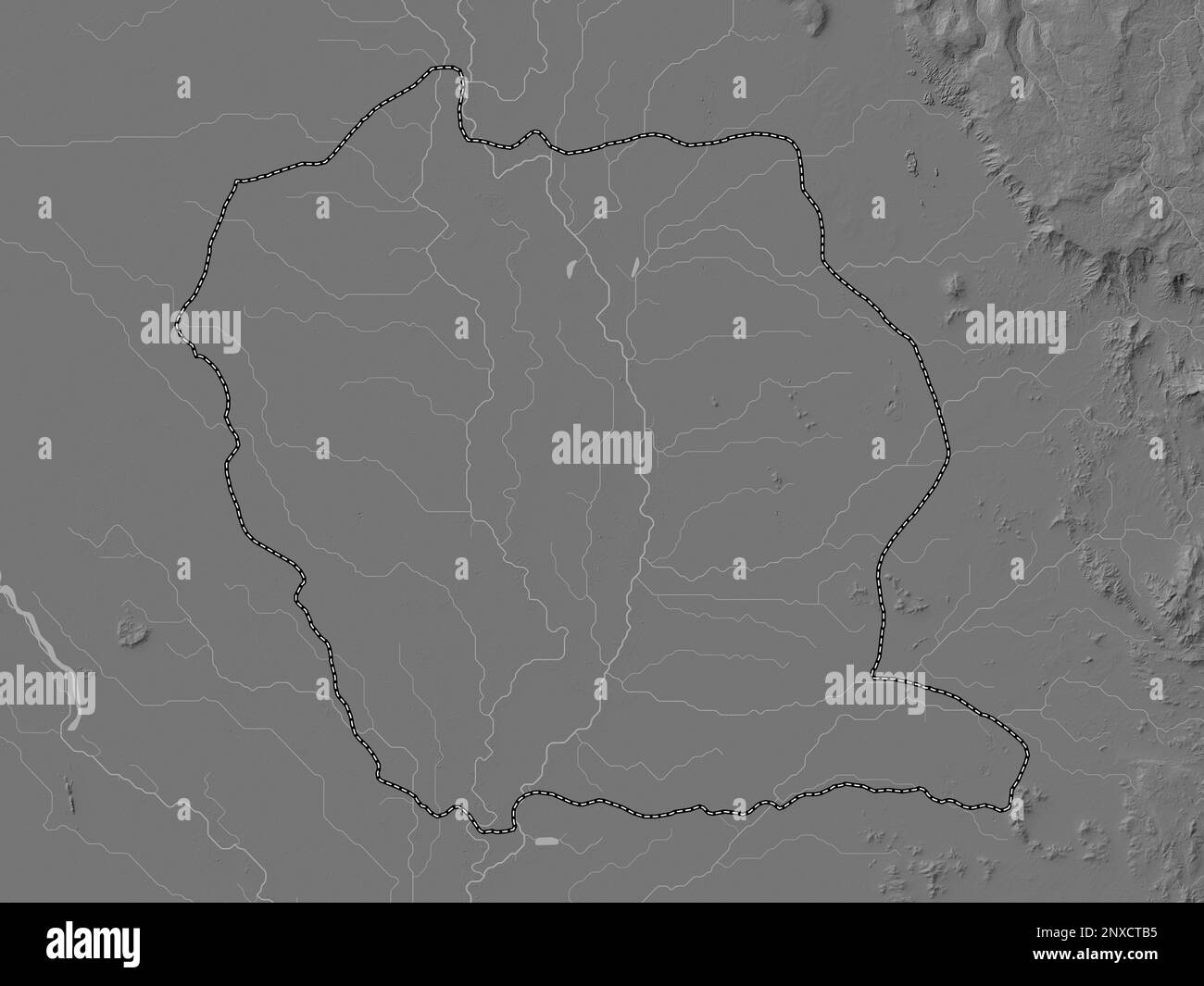 Phichit, province of Thailand. Bilevel elevation map with lakes and ...