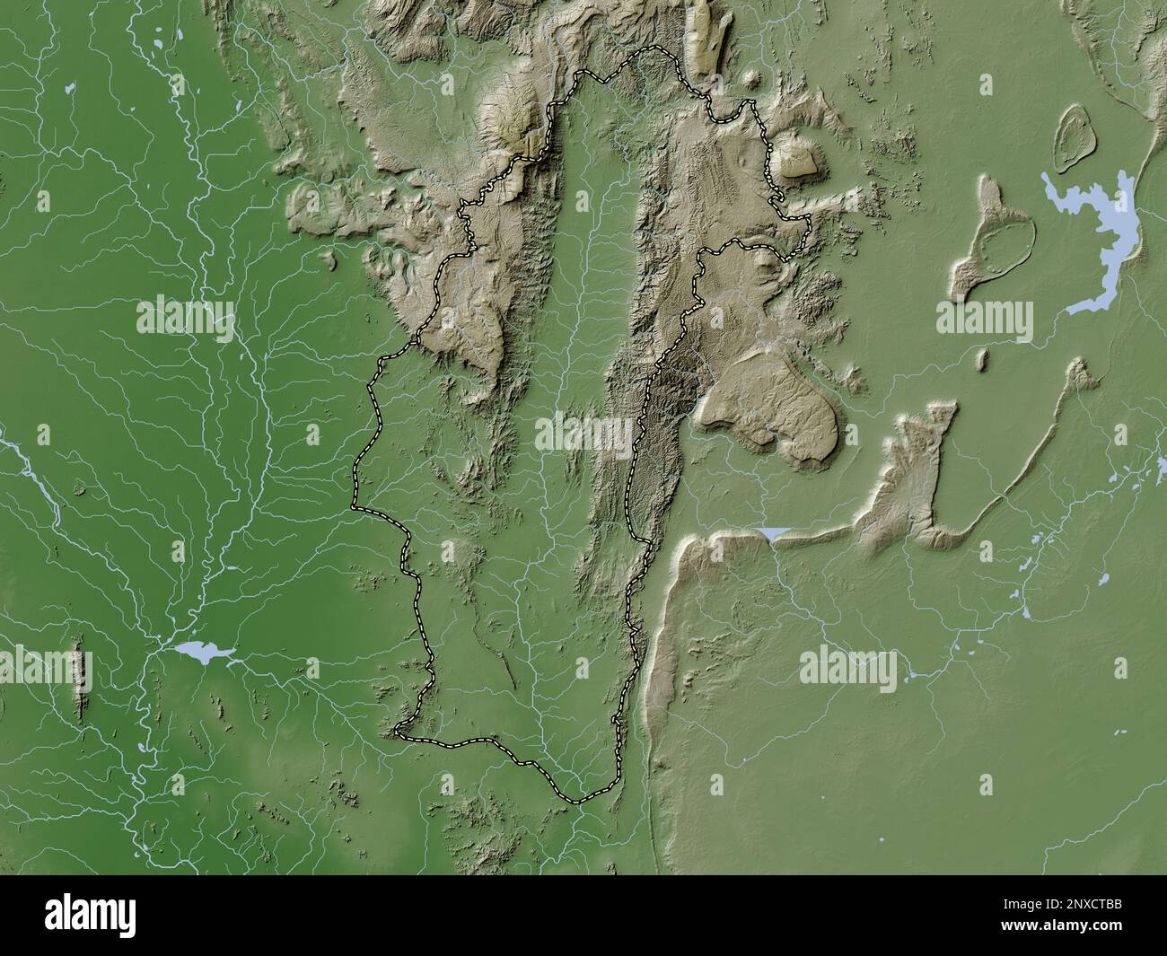 Phetchabun, province of Thailand. Elevation map colored in wiki style ...