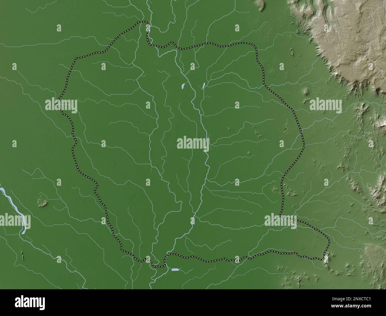 Phichit, province of Thailand. Elevation map colored in wiki style with ...