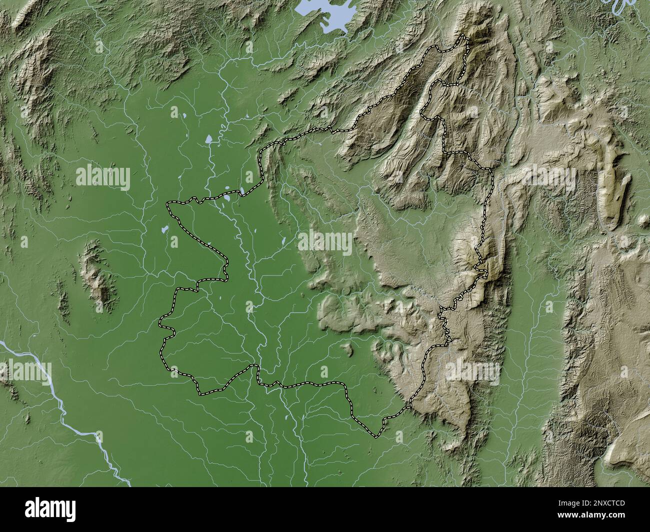 Phitsanulok, province of Thailand. Elevation map colored in wiki style ...