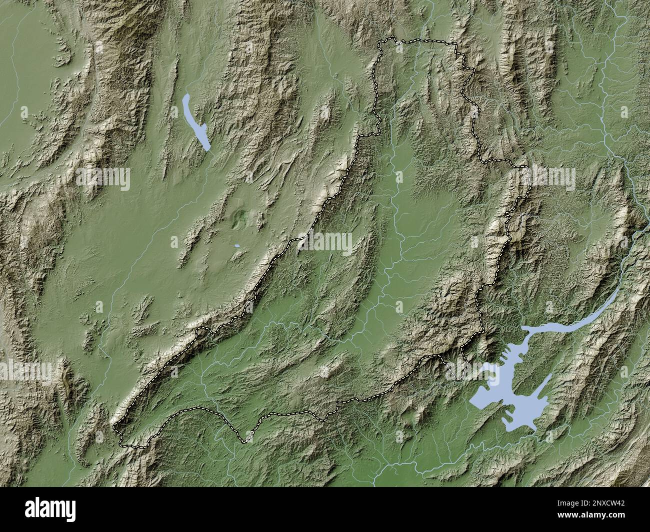 Phrae, province of Thailand. Elevation map colored in wiki style with ...