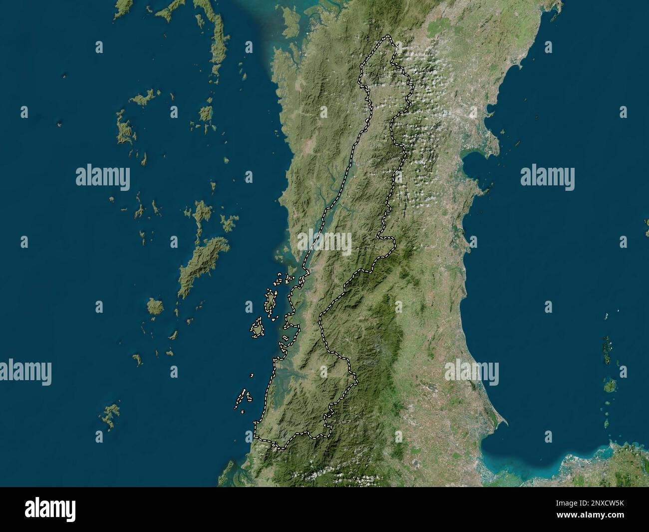 Ranong, province of Thailand. High resolution satellite map Stock Photo ...