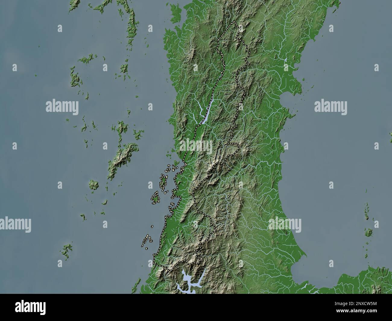 Ranong, province of Thailand. Elevation map colored in wiki style with ...