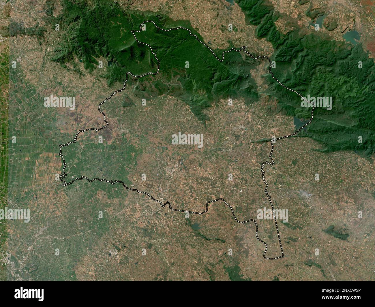 Prachin Buri, province of Thailand. Low resolution satellite map Stock ...
