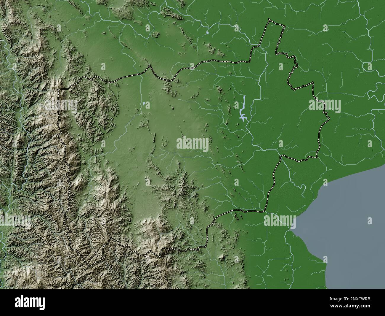 Ratchaburi, province of Thailand. Elevation map colored in wiki style ...