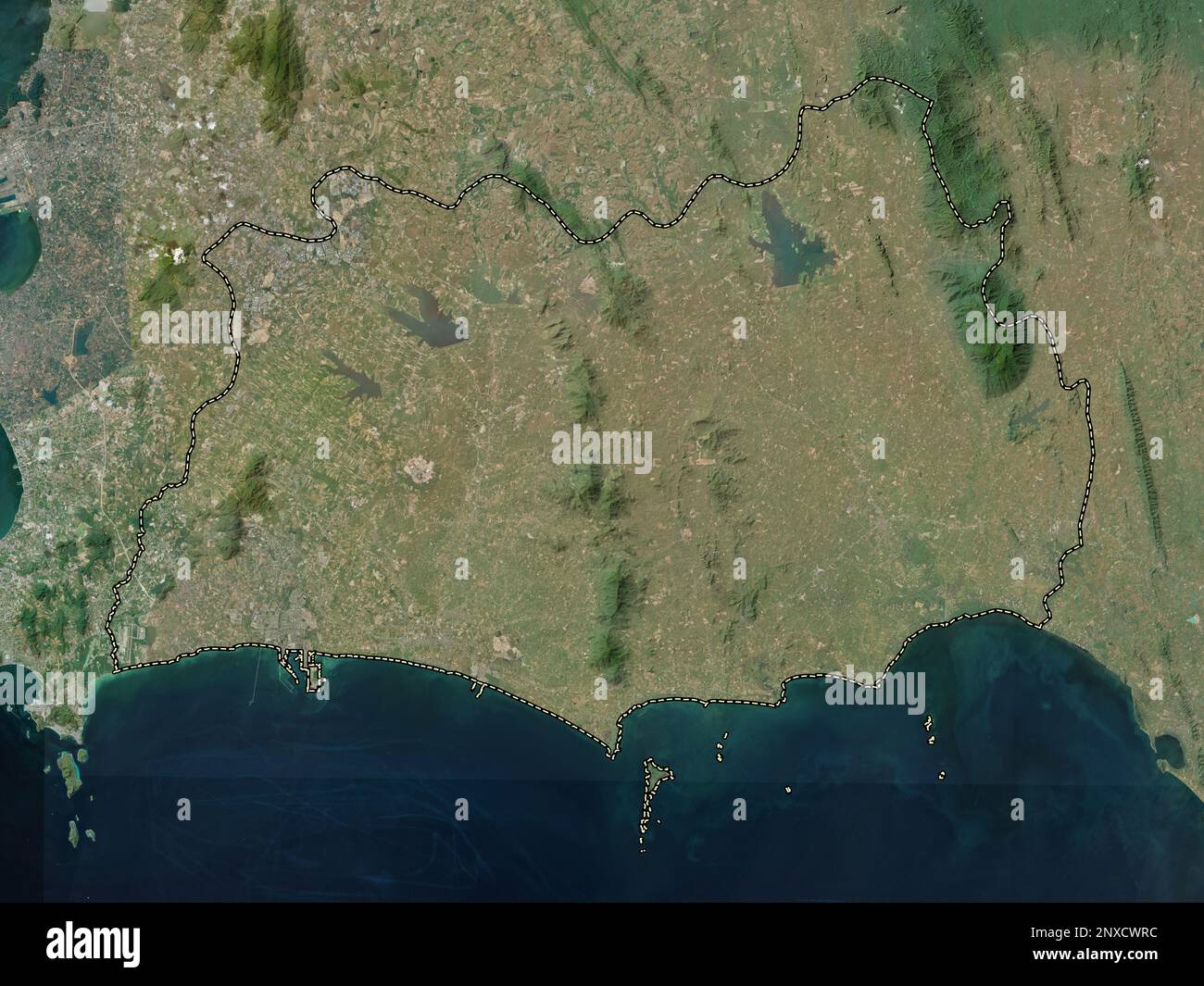 Rayong, province of Thailand. High resolution satellite map Stock Photo ...
