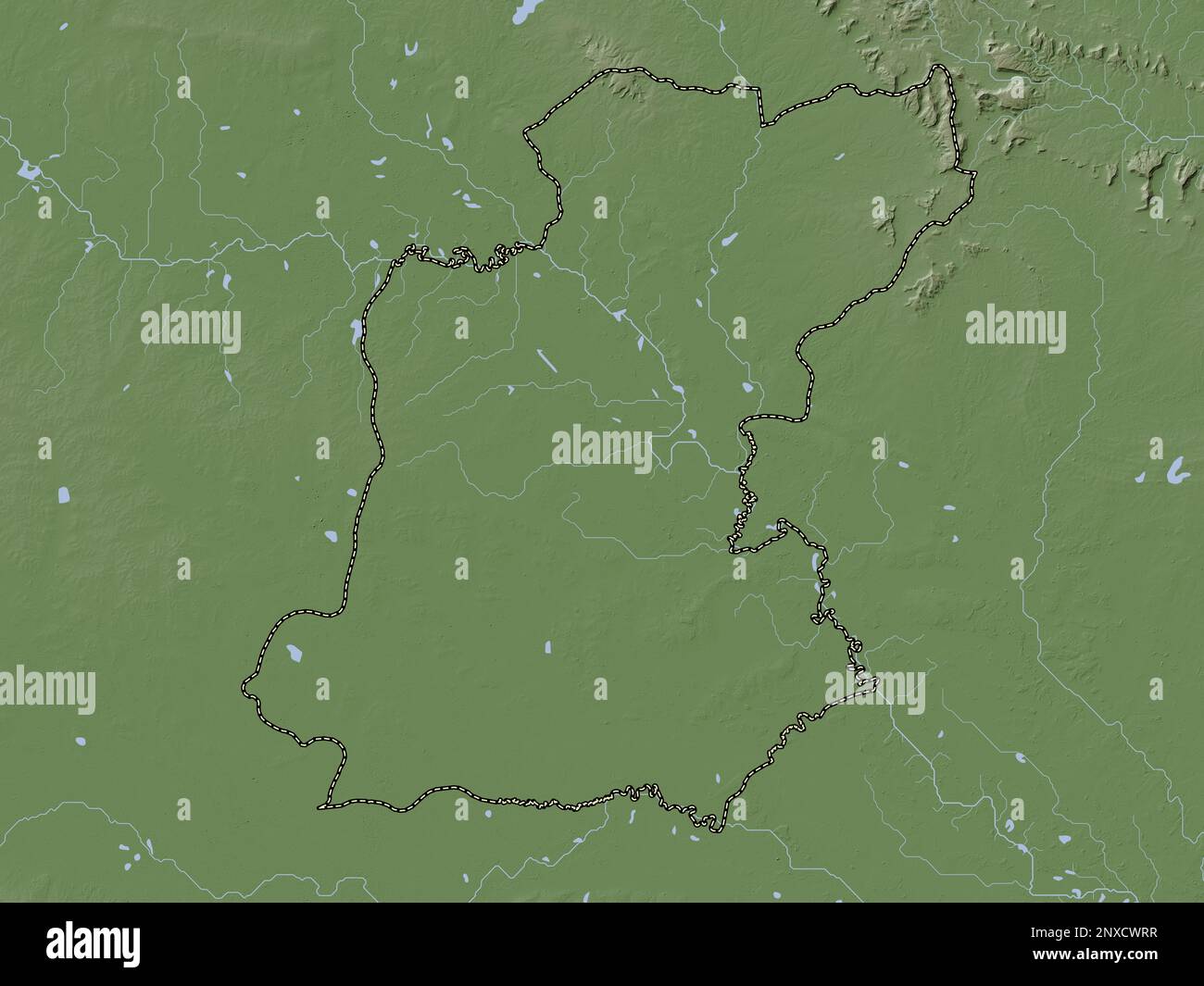 Roi Et, province of Thailand. Elevation map colored in wiki style with ...
