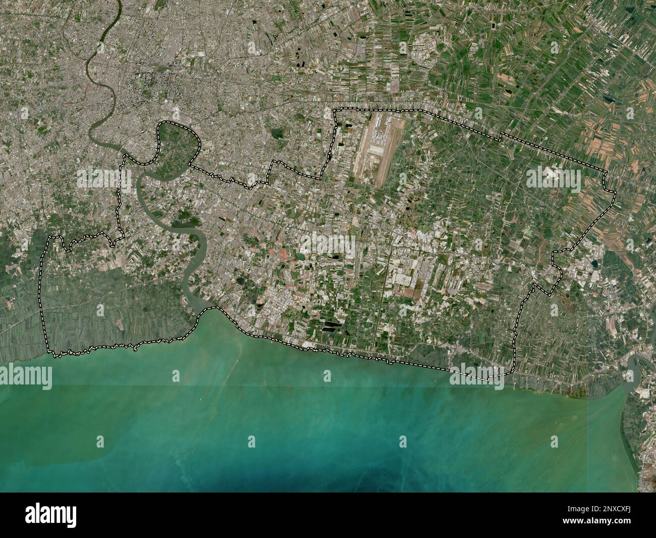 Samut Prakan, province of Thailand. Low resolution satellite map Stock ...