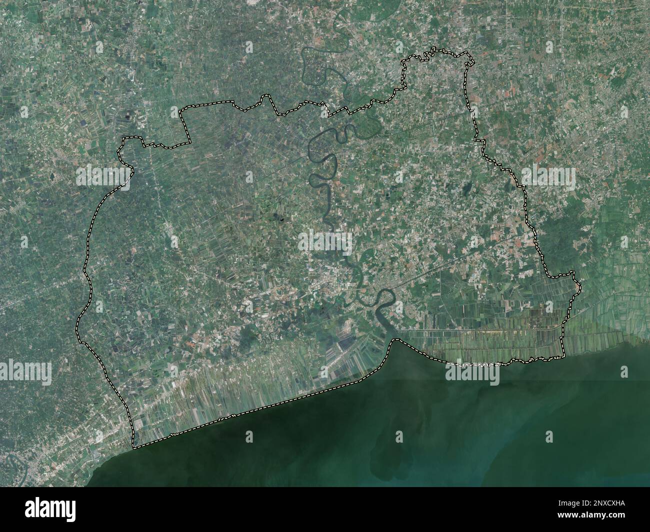 Samut Sakhon, province of Thailand. High resolution satellite map Stock ...