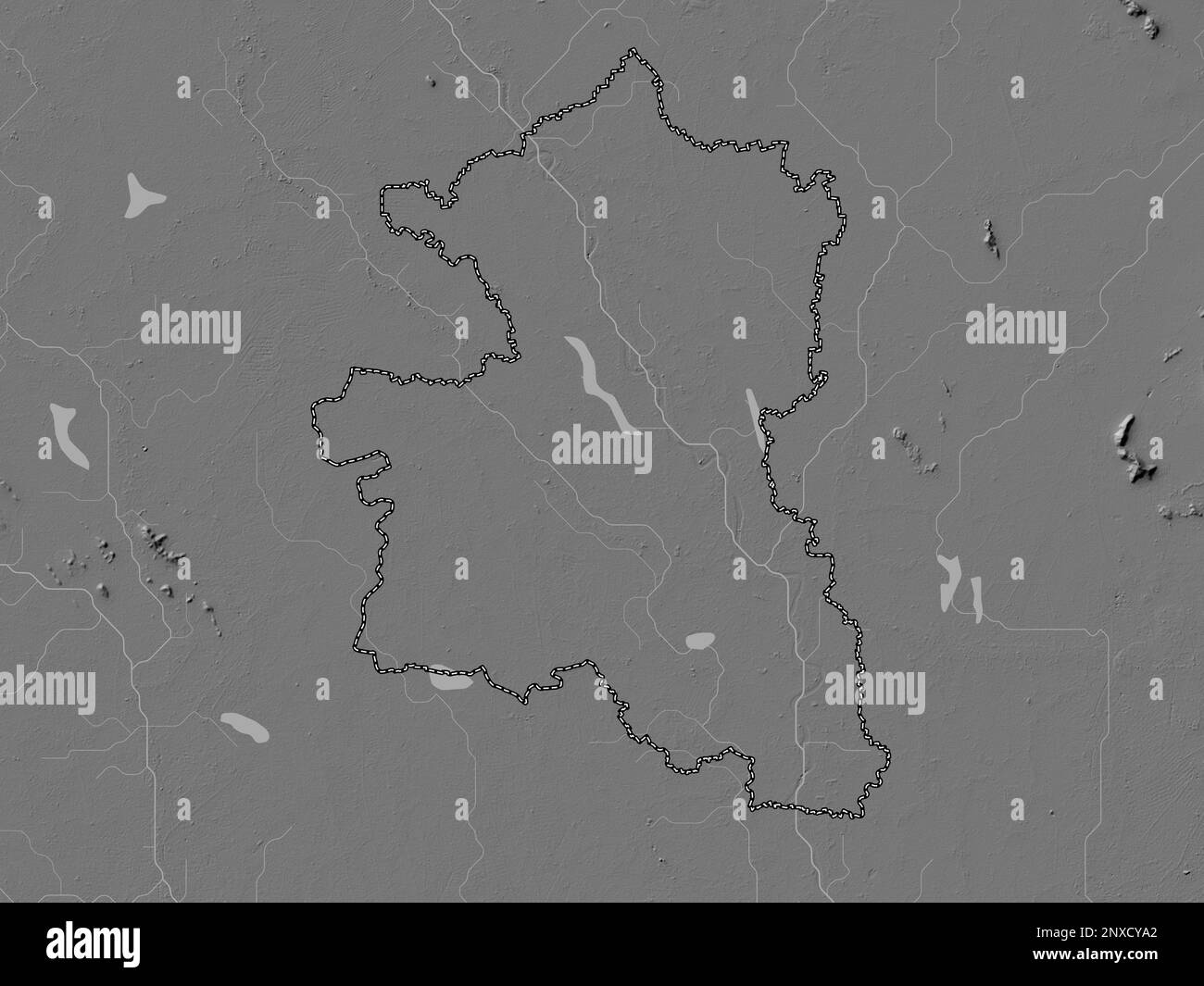 Sing Buri, province of Thailand. Bilevel elevation map with lakes and ...