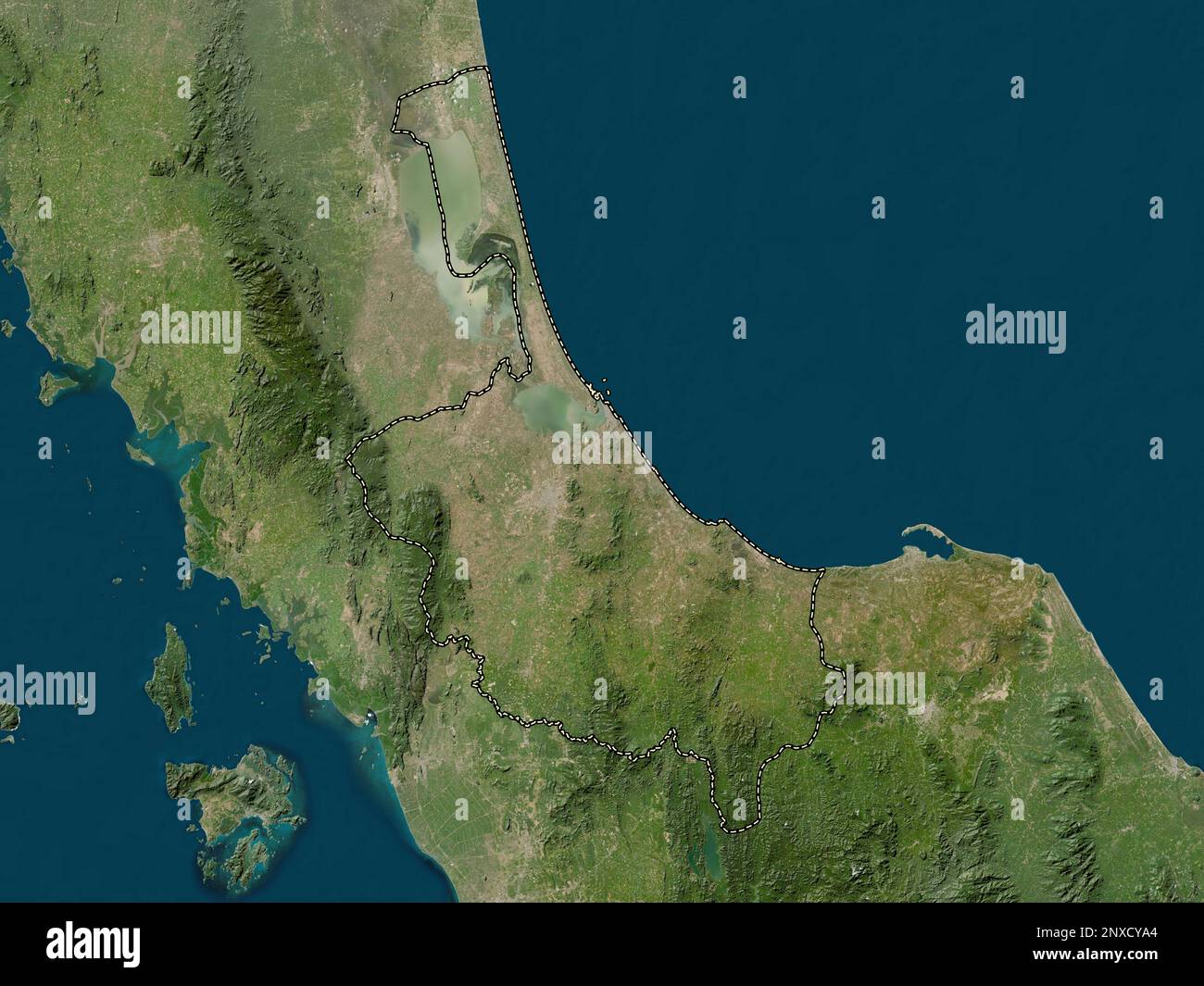 Songkhla, province of Thailand. Low resolution satellite map Stock ...